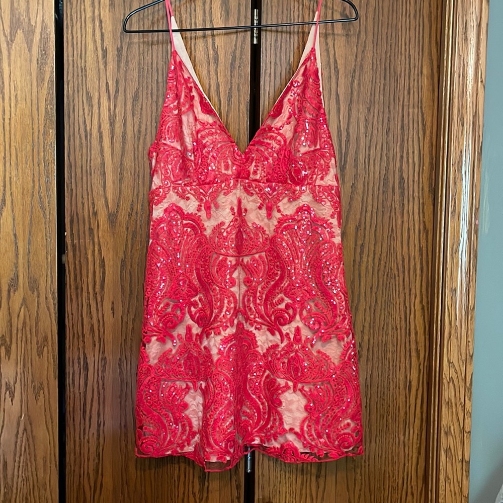 Free People Red Sequence & Lace Dress - Gem